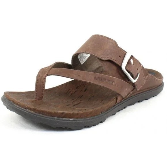 Merrell | Shoes | Merrell Brown Leather Between The Toe Sandals | Poshmark